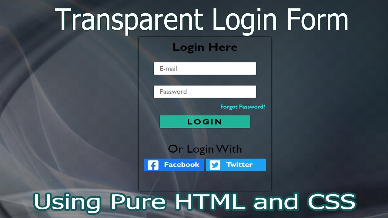 Transparent Login Form Using Pure HTML and CSS.||Free Source Code...
