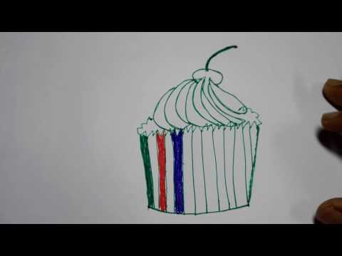 How to draw a Cap cake-draw a realistic cupcake-draw a cupcake step by ...
