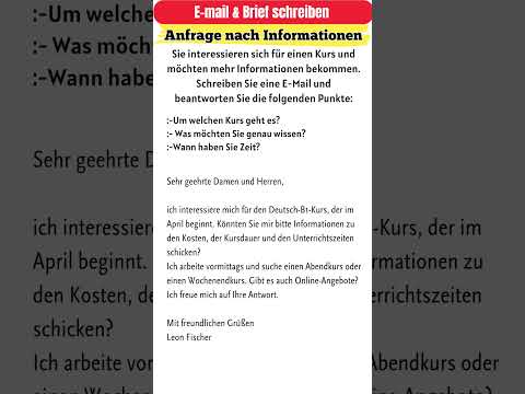 Deutsch E-Mail schreiben A2/B1: Anfrage nach Kursinformationen – mit Beispiel