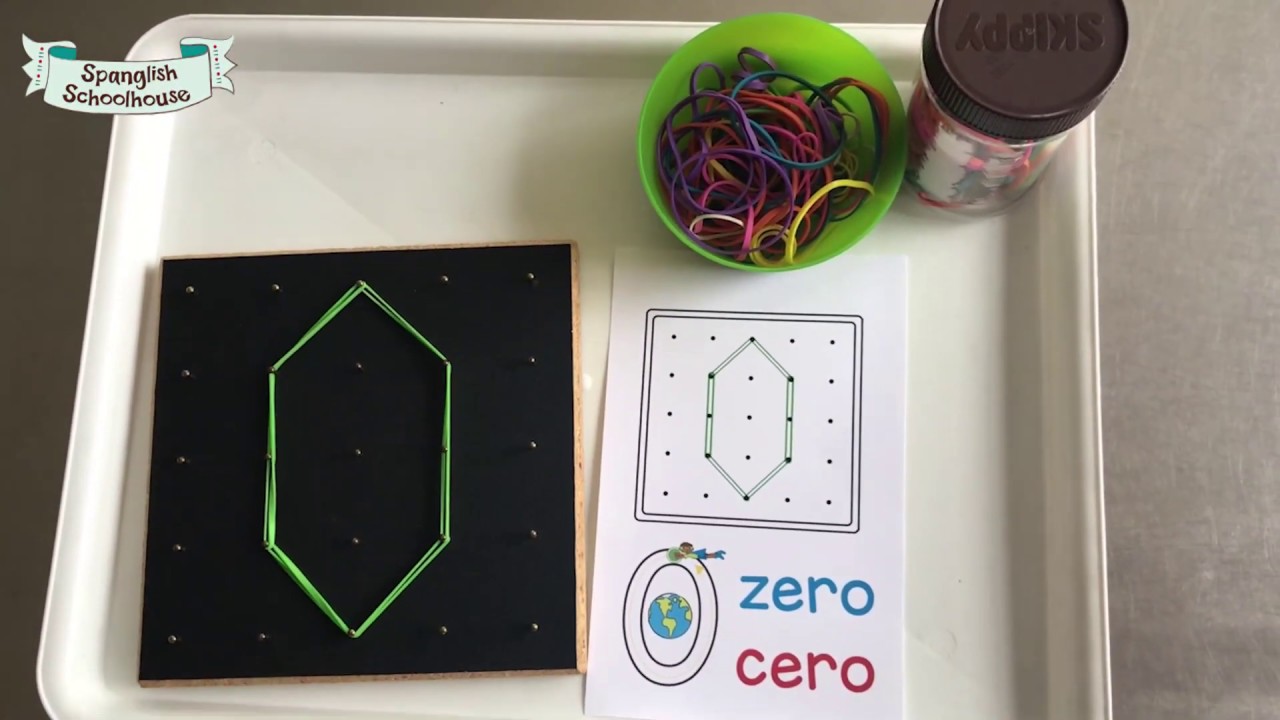 Bilingual geoboard number cards