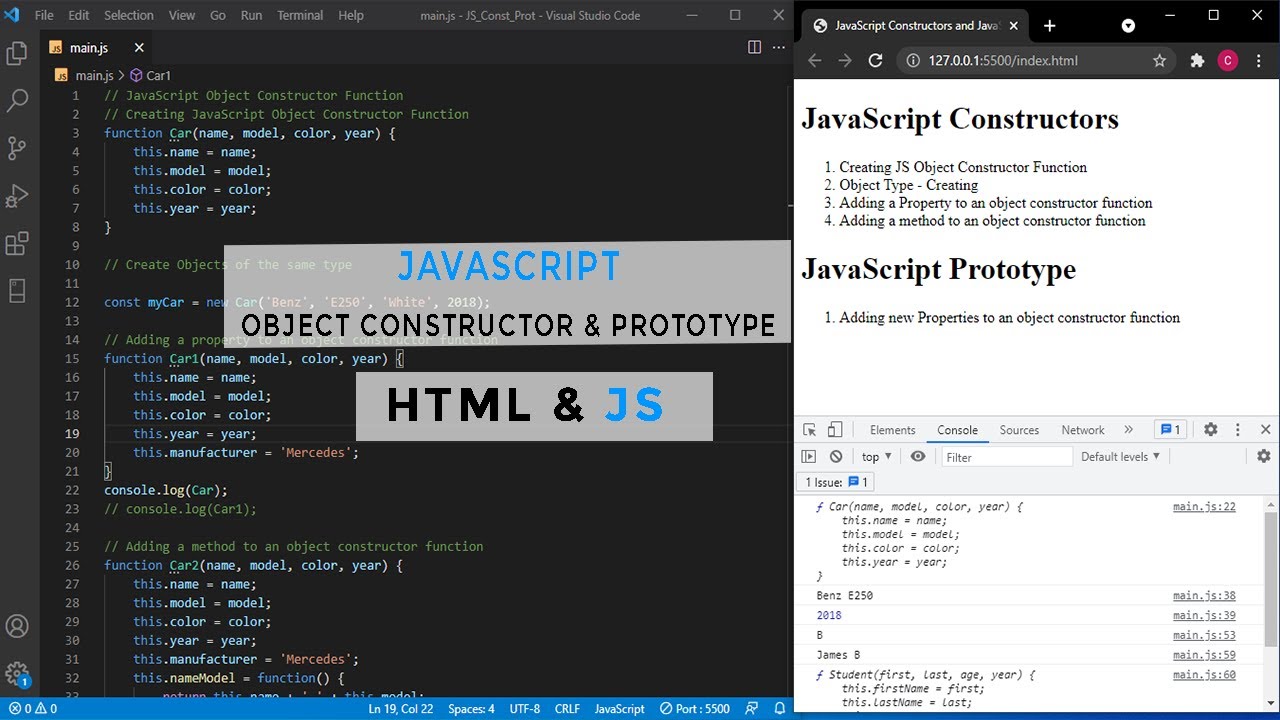 JavaScript Object Constructor Function & Prototype Property | Vanilla JavaScript | Learn JavaScript