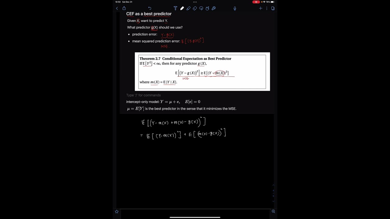 conditional expectation as best predictor
