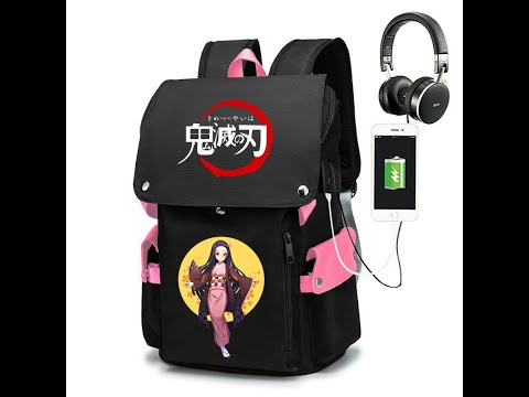 Demon Slayer Backpack Usb Charging School Backpack Waterproof Large Capacity Anime School Bag