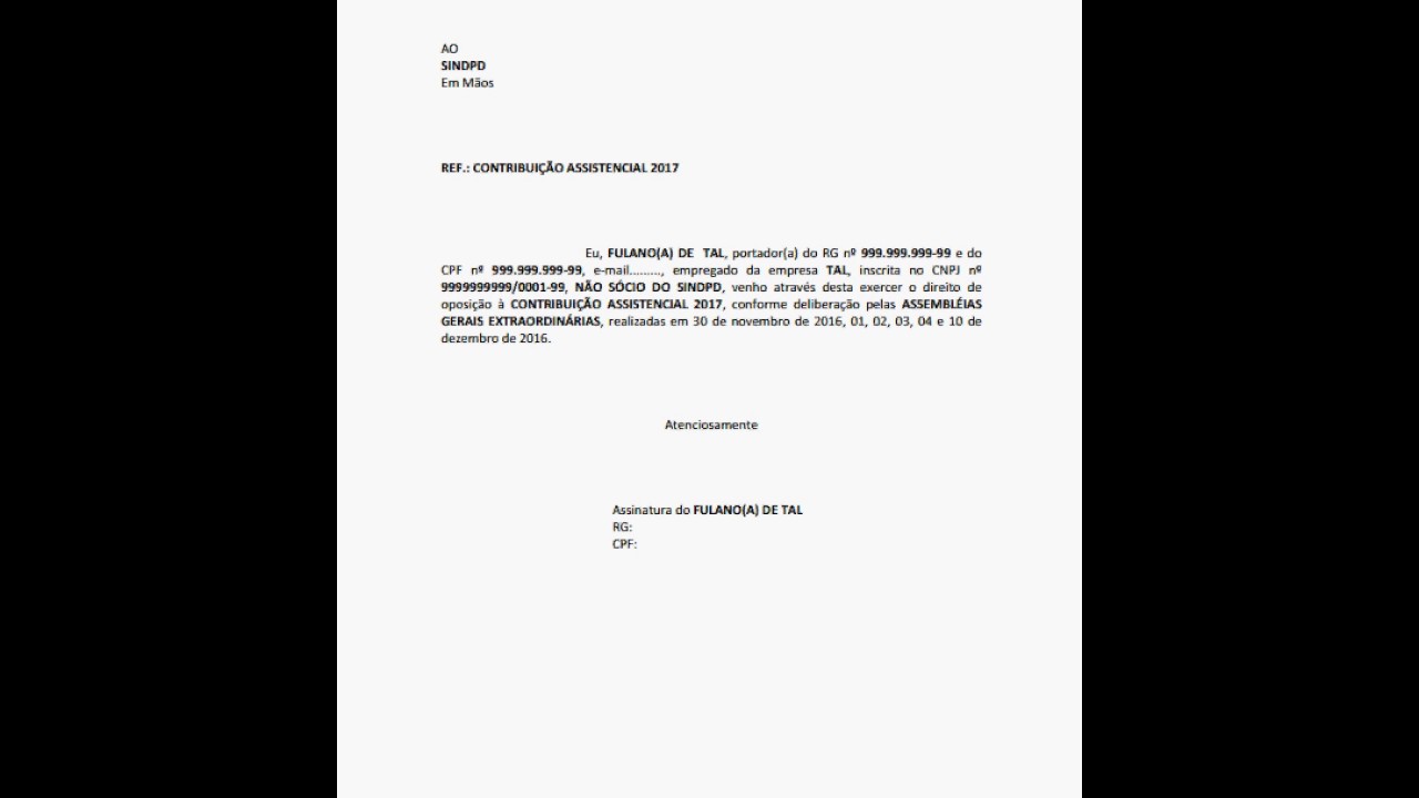 carta de oposição 2017