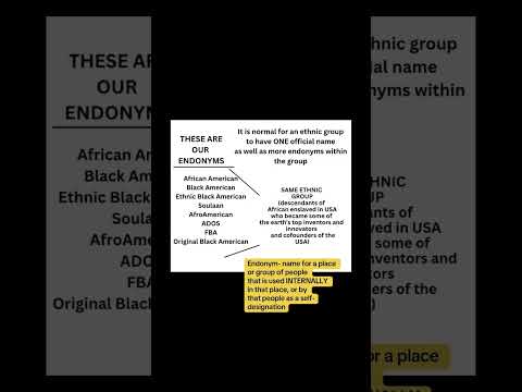 African American ENDONYMS Are VERY COMMON