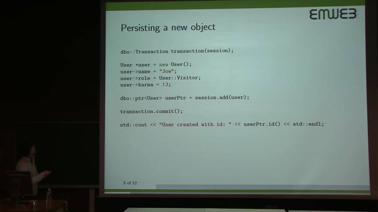 Wt::Dbo: a C++ ORM (Object Relational Mapping) library