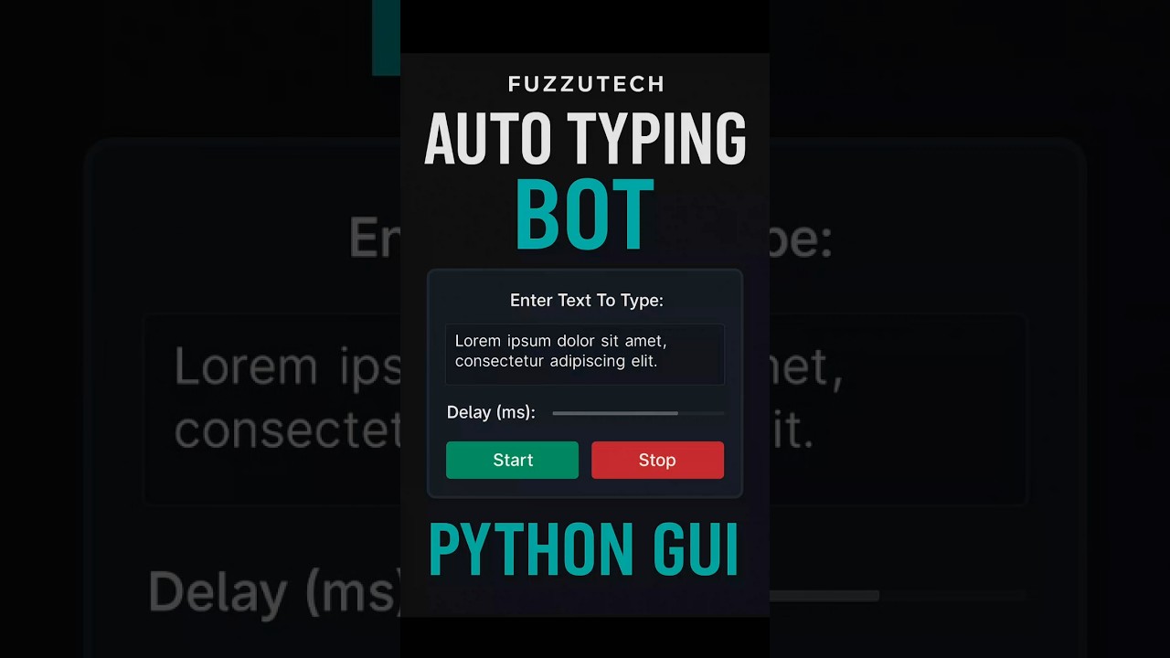 ⚡ This Python Auto Typer Bot types text like a hacker! Full GUI & Speed Control – Watch till end 😱