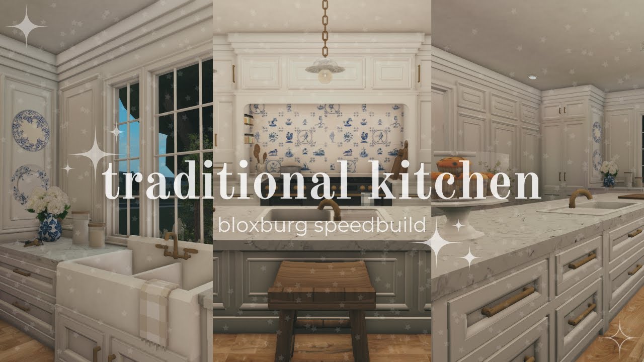 ๋࣭  ࣪ ˖ traditional kitchen | bloxburg speedbuild ✧.*