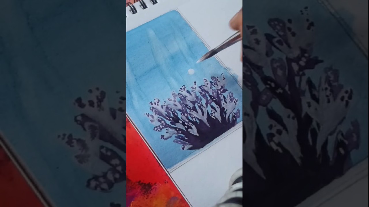 SEA PLANTS🌵#paintingoutside #practicepainting #waterpaint  #Sea #ytshorts #Art #everydaywatercolor