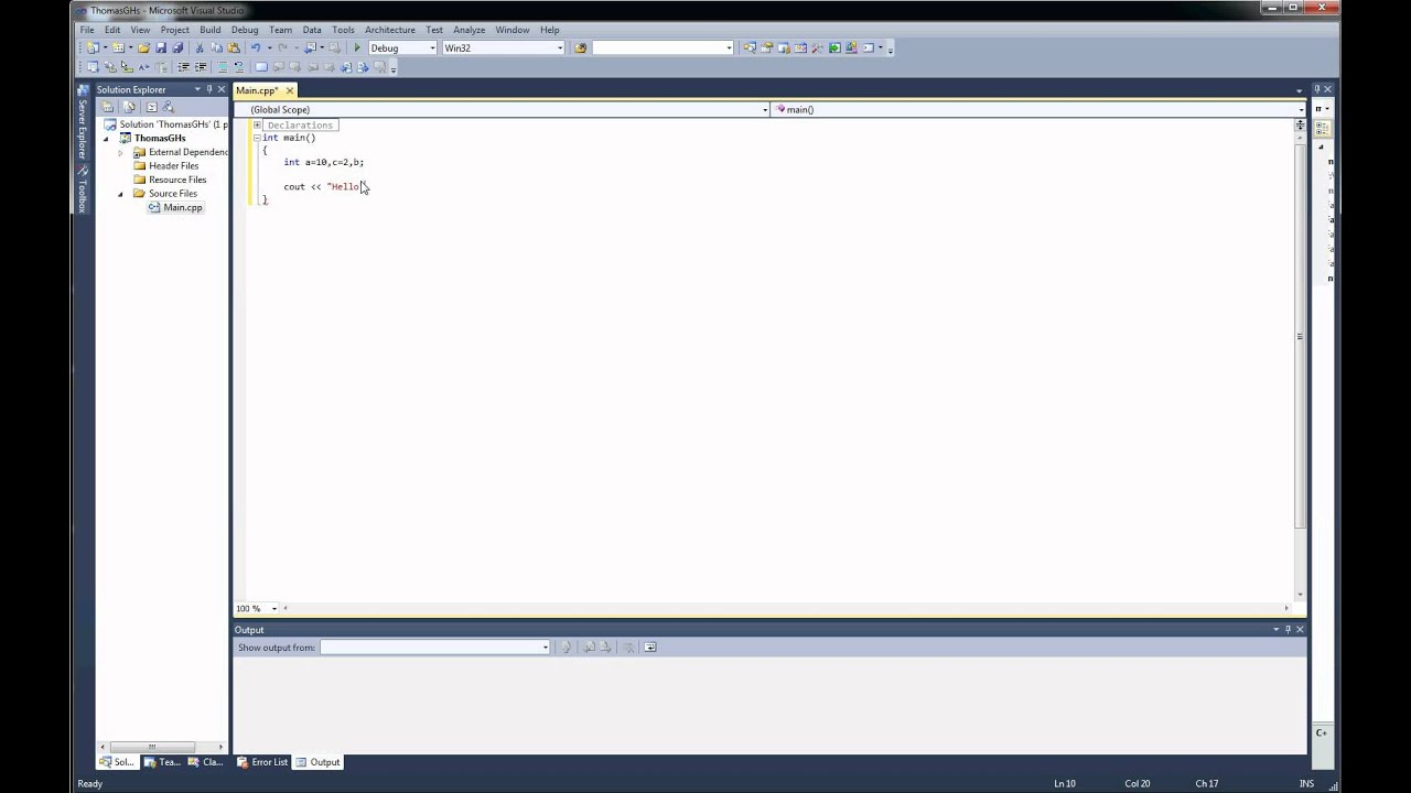 C++ tutorial microsoft visual basic episode 3.      Hello world code