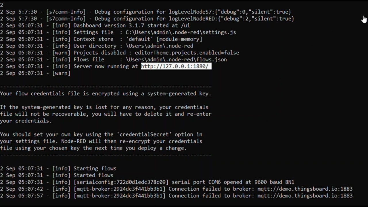 Node red a demo thingsboard