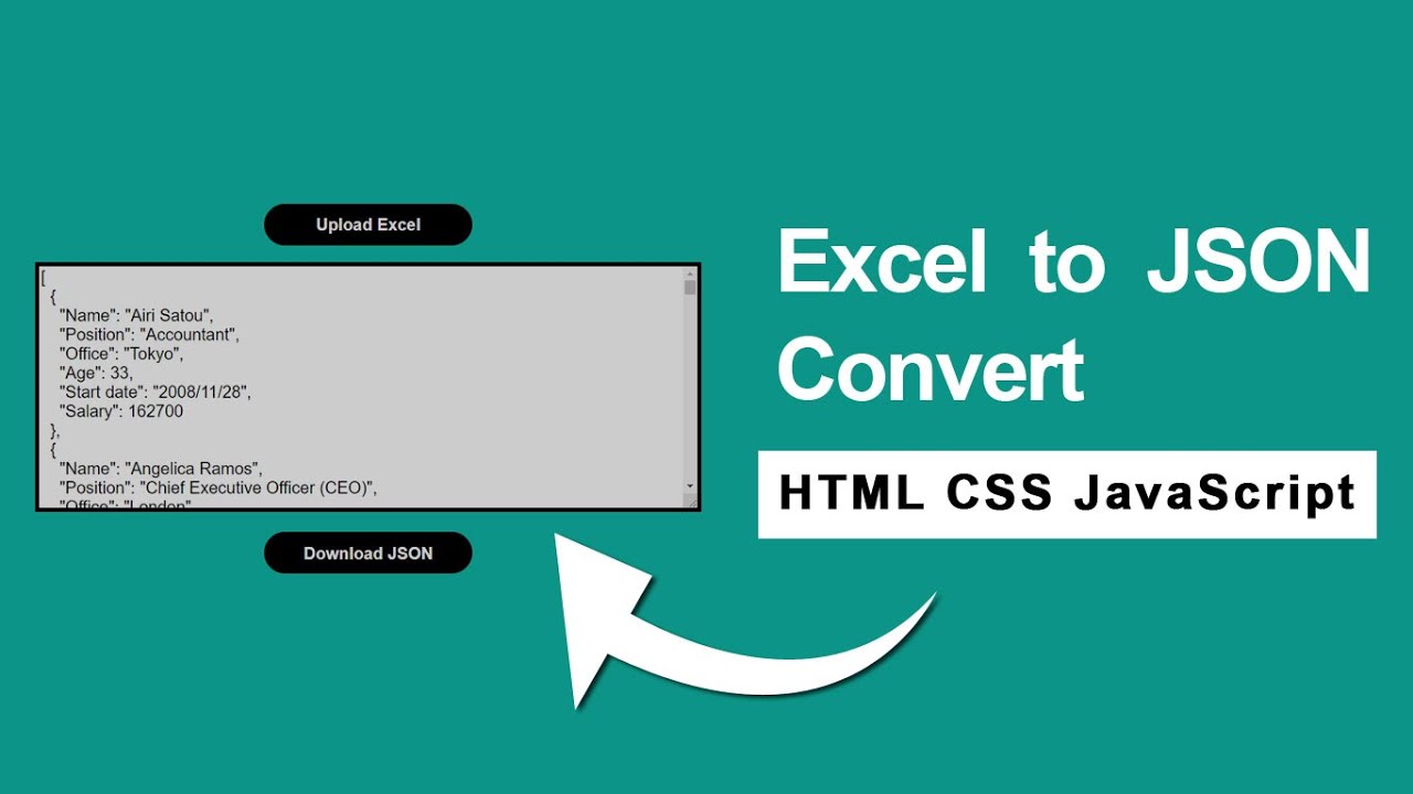 Excel To JSON Convert and Download JSON Data Using JavaScript | InventionTricks