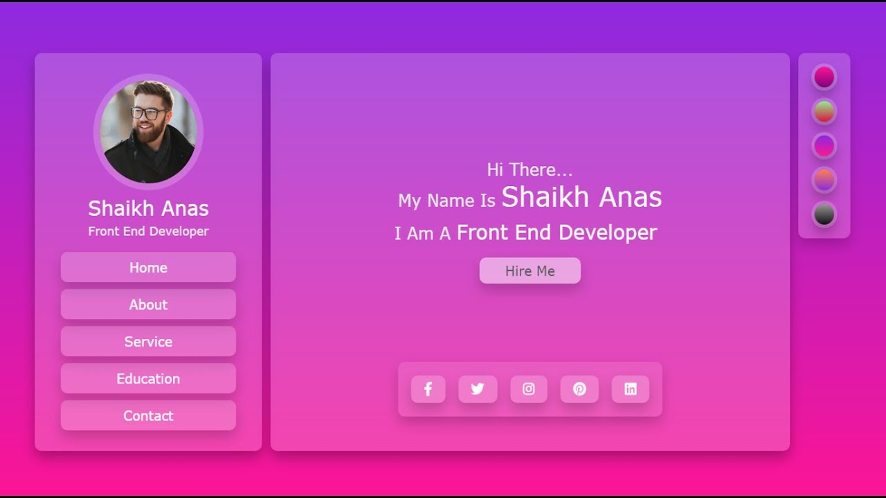 Glassmorphism PORTFOLIO Website Design Using [ HTML CSS JS ] - Step By Step
