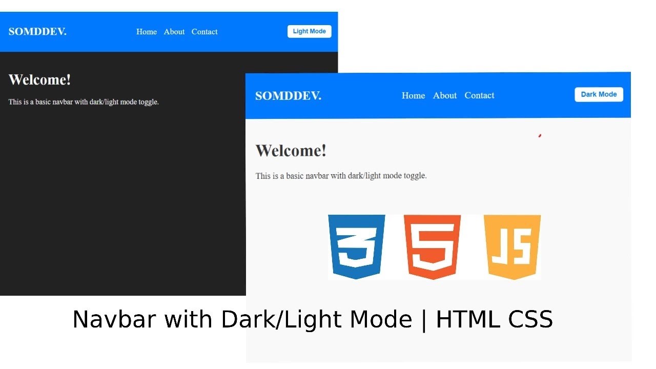 Create a Navbar with Dark/Light Mode | HTML CSS JavaScript Tutorial