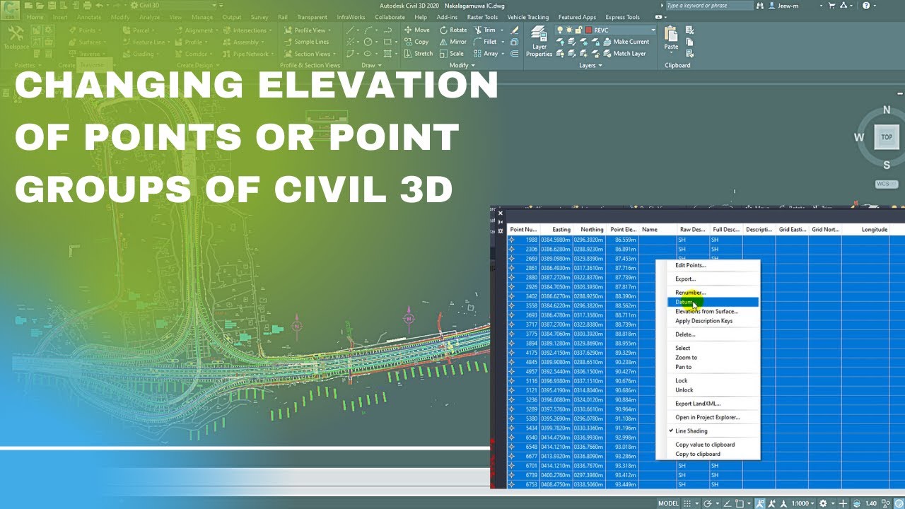 Changing elevation of points or point groups in Civil 3D