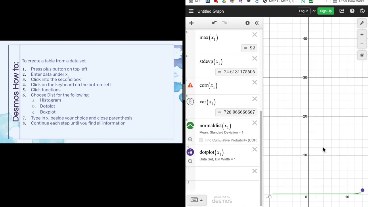 Data Analysis Mean, Med, Mode DESMOS