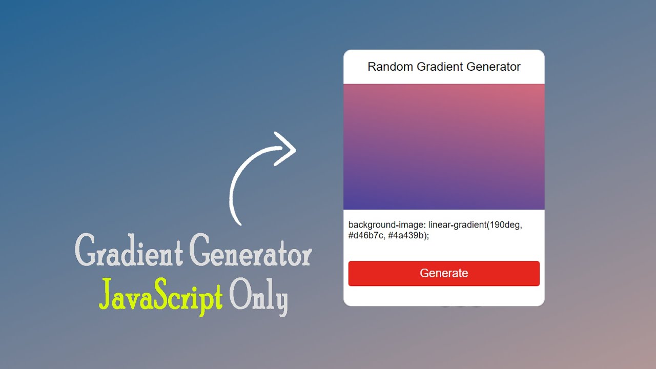 Random Gradient Generator Using only JavaScript | HTML CSS & JavaScript | JavaScript Project
