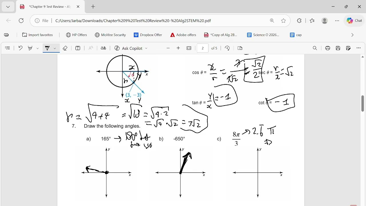 Algebra 2B (STEM) Chapter 9 Test Review