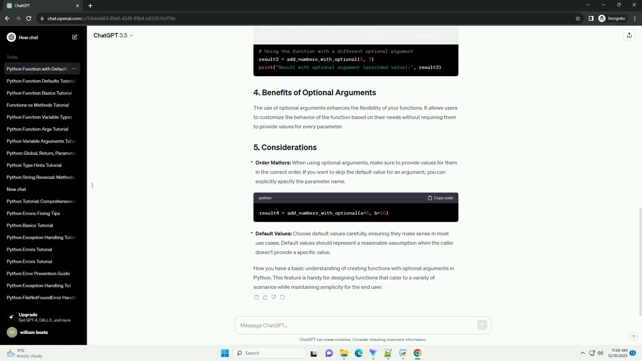 python function with optional arguments