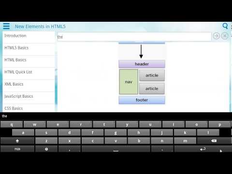 Demo of Learn HTML5 App on Android Tablet