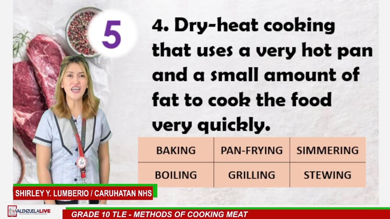 GRADE 10 T.L.E. COOKERY (Q4 - W4) METHODS OF COOKING MEAT SHIRLEY Y. LUMBERIO CARUHATAN NHS