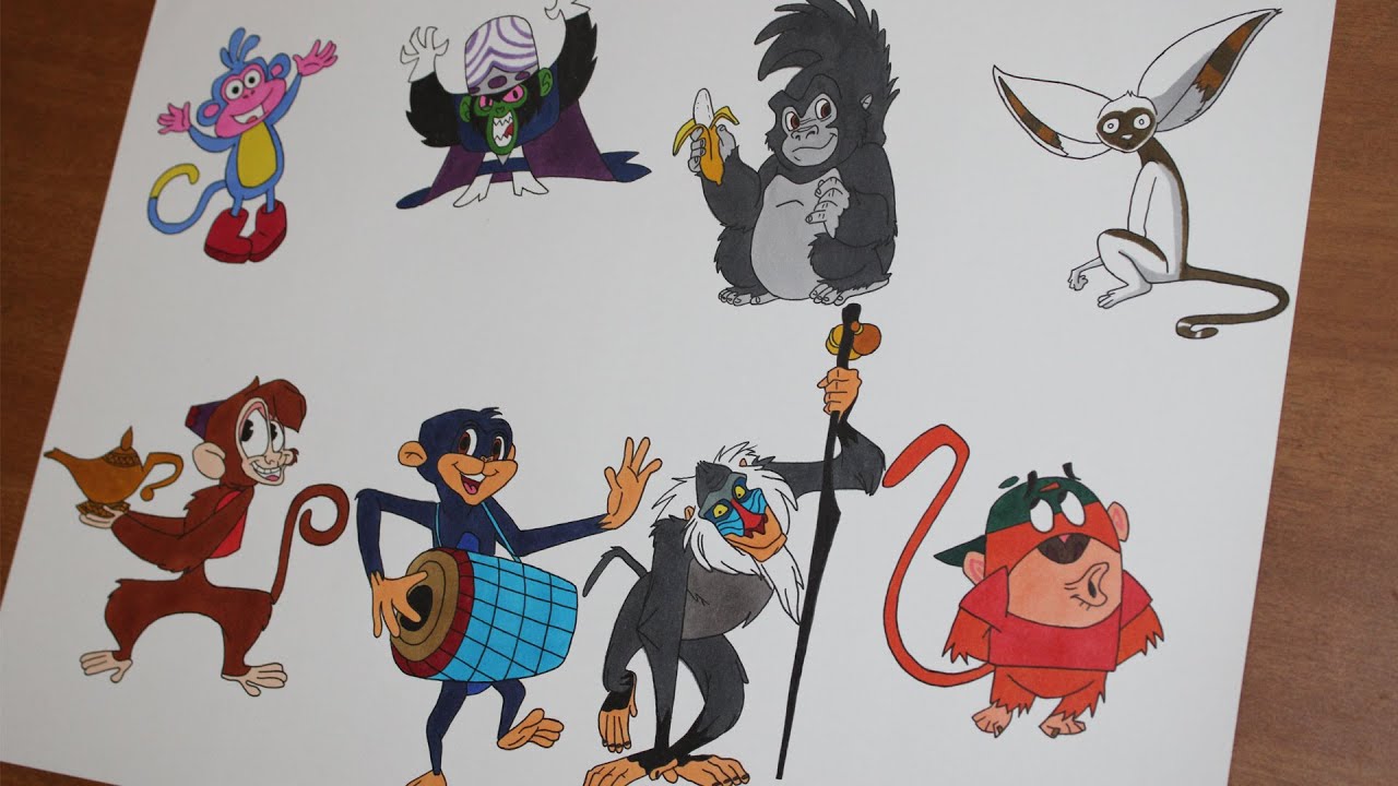 How to Draw Top 8 Famous Monkey Cartoon characters