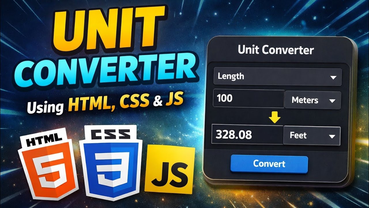 unit converter using html css javascript | javascript projects for beginners | Developer Shaurya