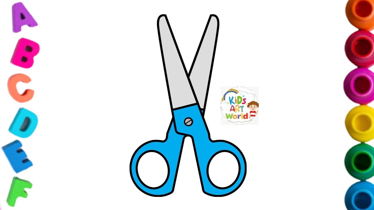 How to draw a Scissors for kids | Scissors Easy Draw Tutorial