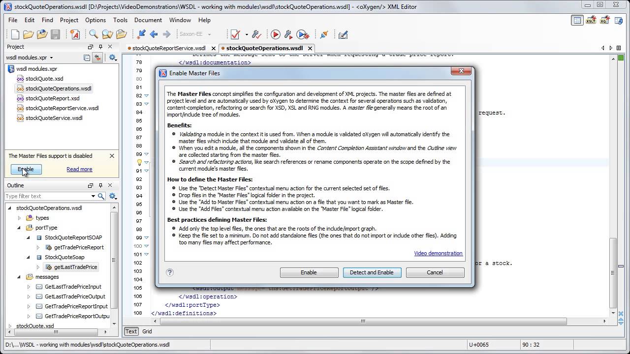 Working with WSDL Modules in oXygen XML Editor 15