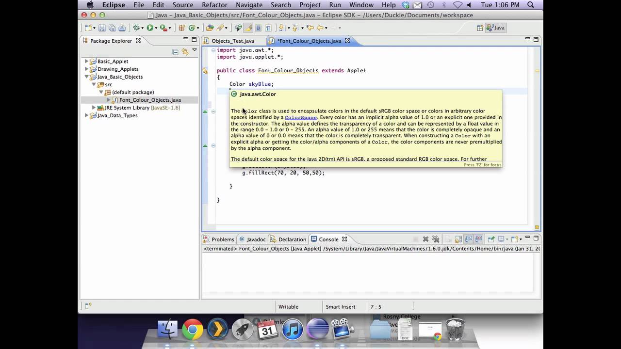 Applet - Colour & Font Objects