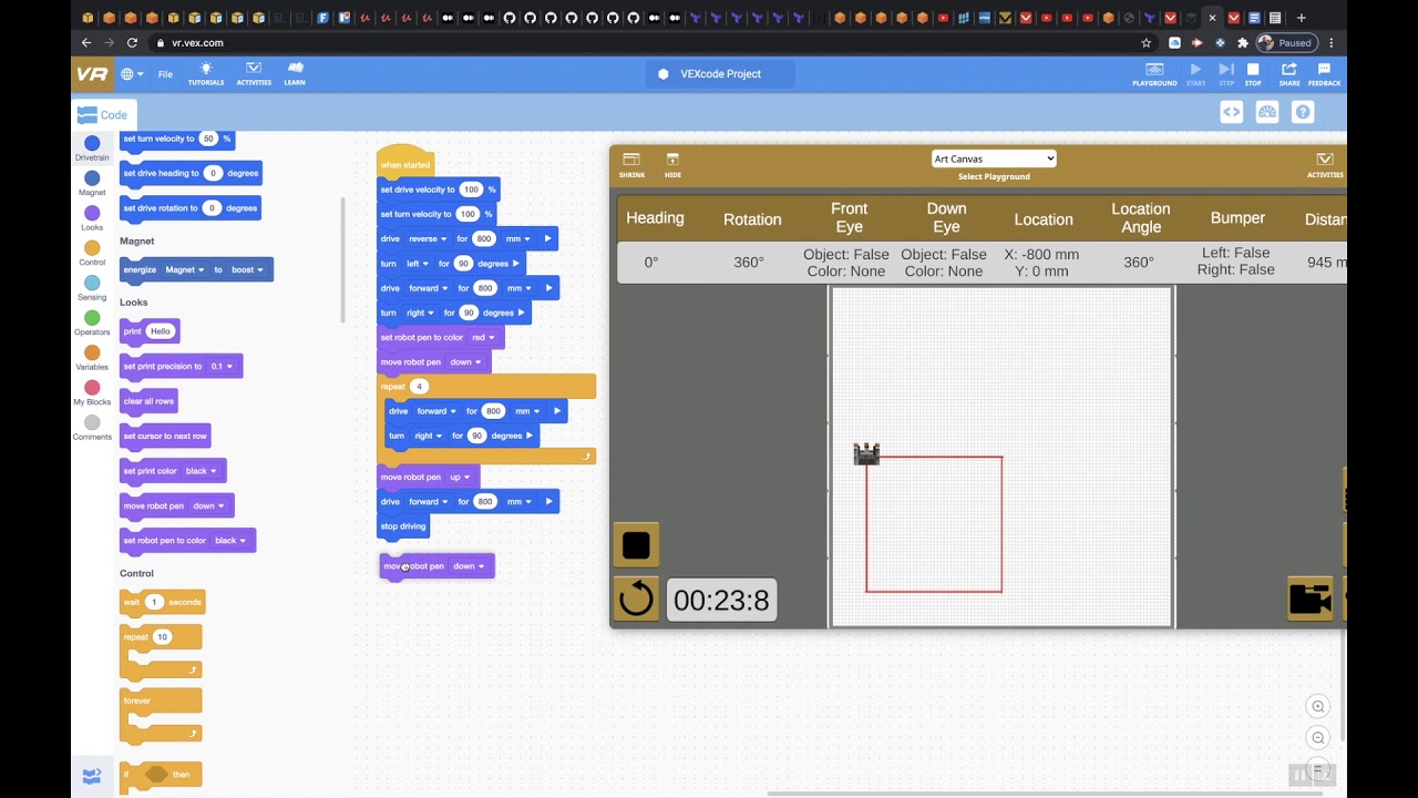 VEXcode VR Draw A House Level 1