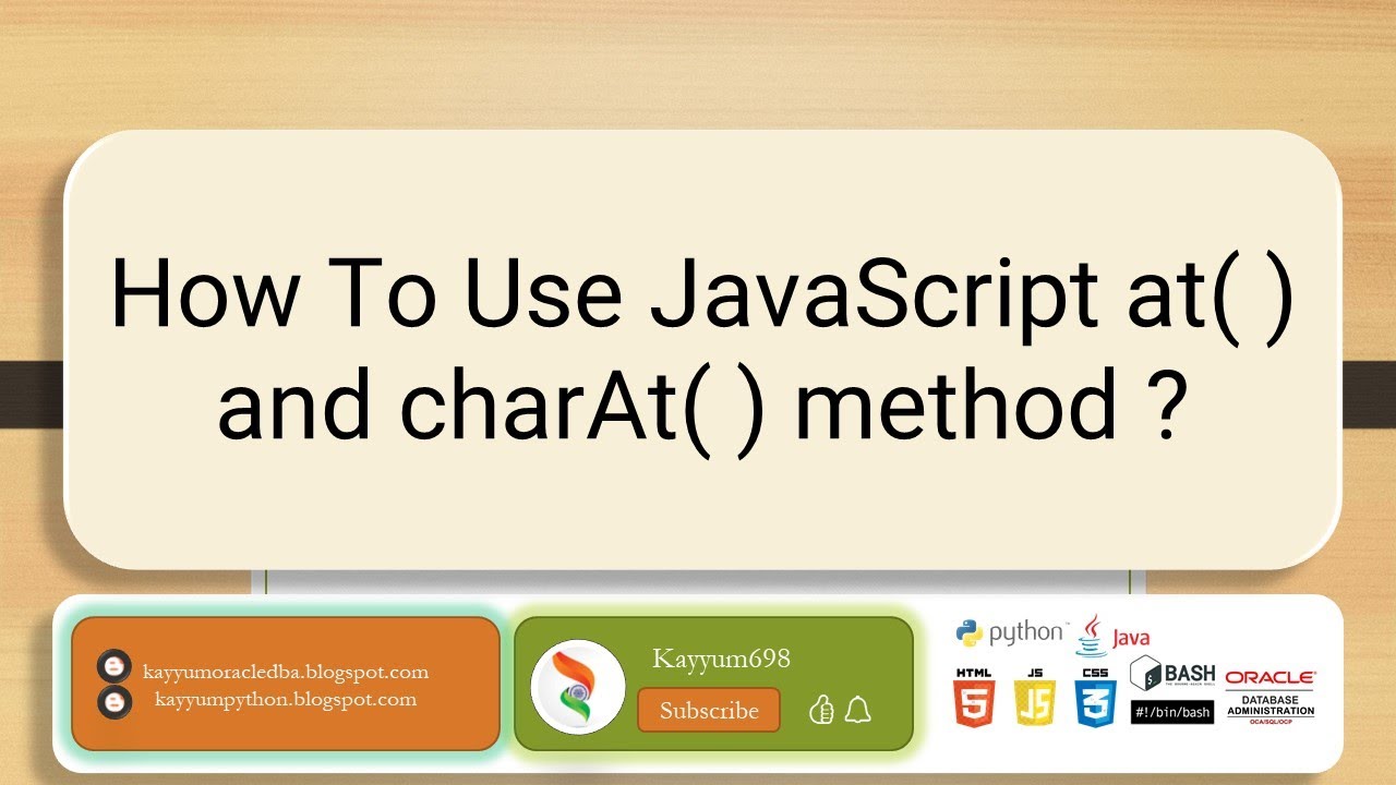 How To Use JavaScript at( ) and charAt( ) method ? #javascript