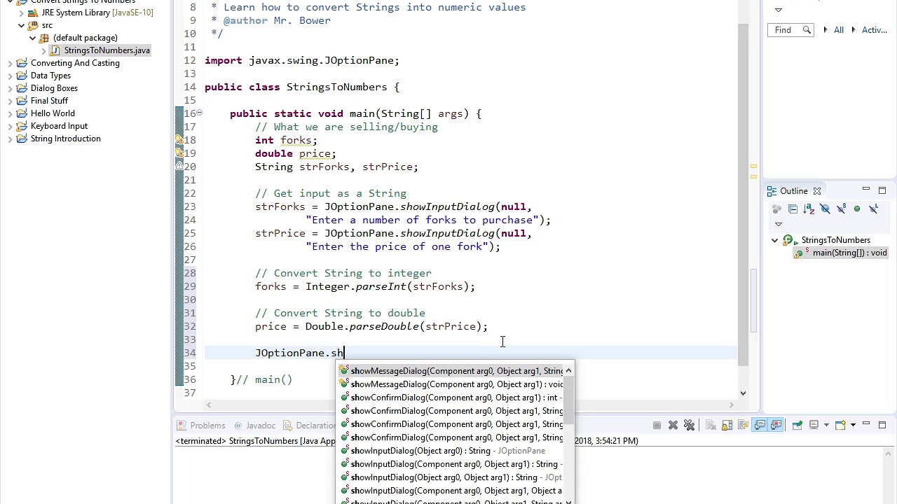 Java 2.10- Convert Strings To Numbers