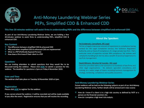 PEPs, Simplified CDD & Enhanced CDD Webinar