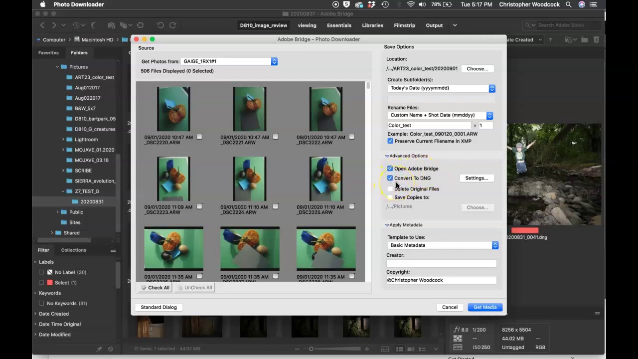 Importing Camera Files: Adobe Bridge & Downloader