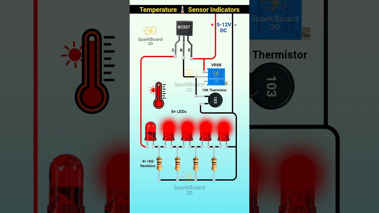 Temperature 🌡️ sensor circuit | Thermometer #arduino #electronics