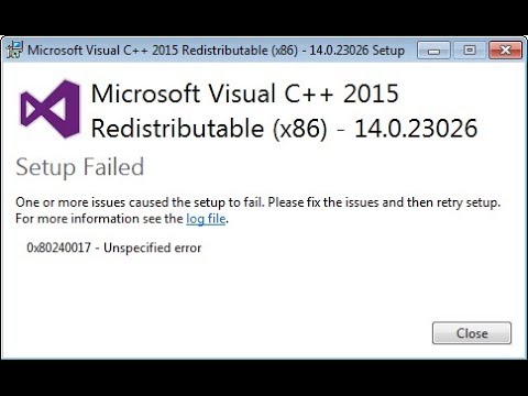 How to Fix Microsoft Visual C++ 2015 Redistributable Setup Failed error 0x80240017 | Nasir Iqbal
