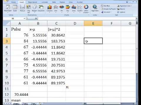Using Excel to find Mean and Standard Deviation