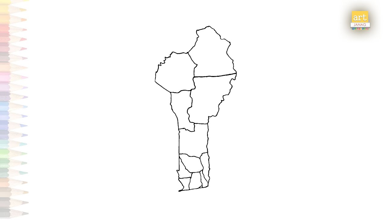 Benin Map with Departments | Outline drawings | How to draw Benin Map step by step | #artjanag