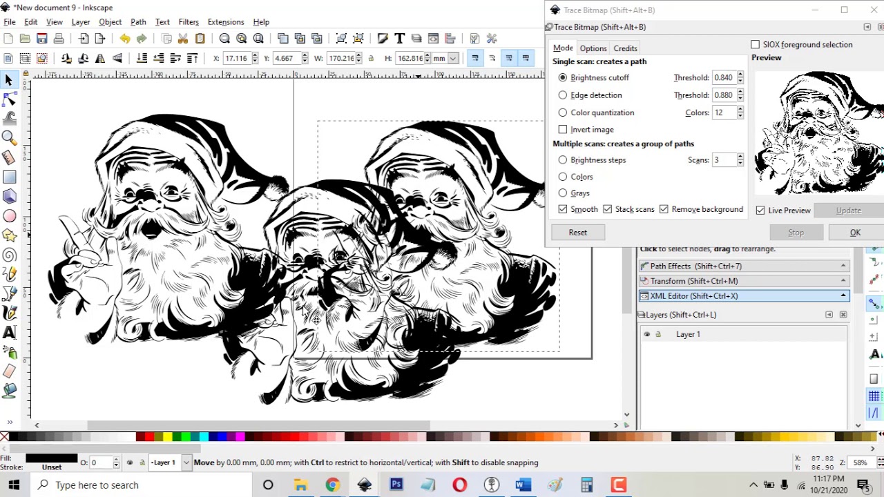 Inkscape tutorial: Trace Bitmap Basics for Glowforge