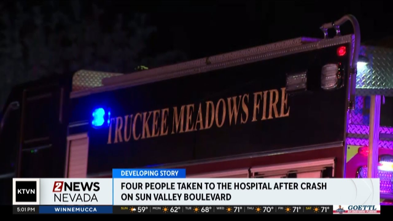 Four people taken to a hospital after a crash on Sun Valley Boulevard