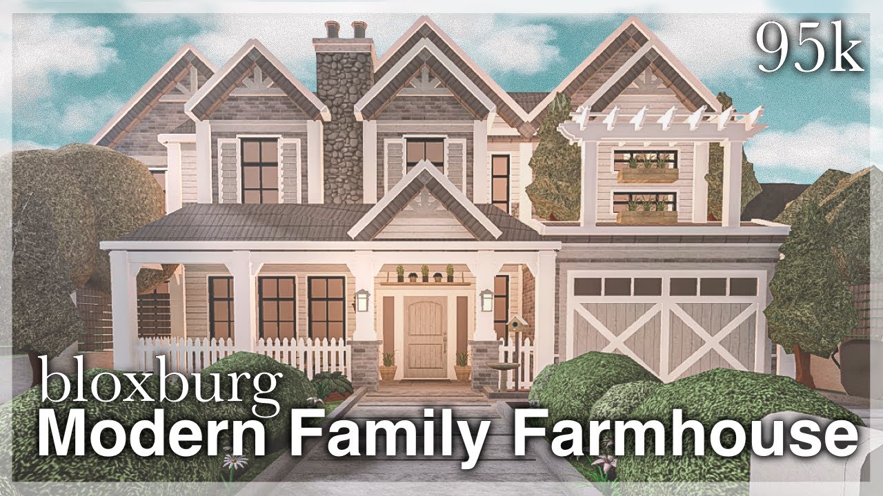 Bloxburg - Modern Family Farmhouse Speedbuild (exterior)