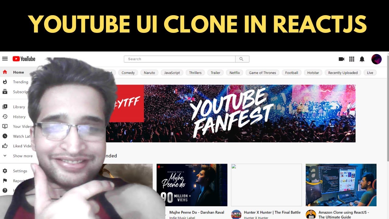 Build a Youtube Material UI Clone Using React.js in Browser Using JSX & Components [LIVE CODING]