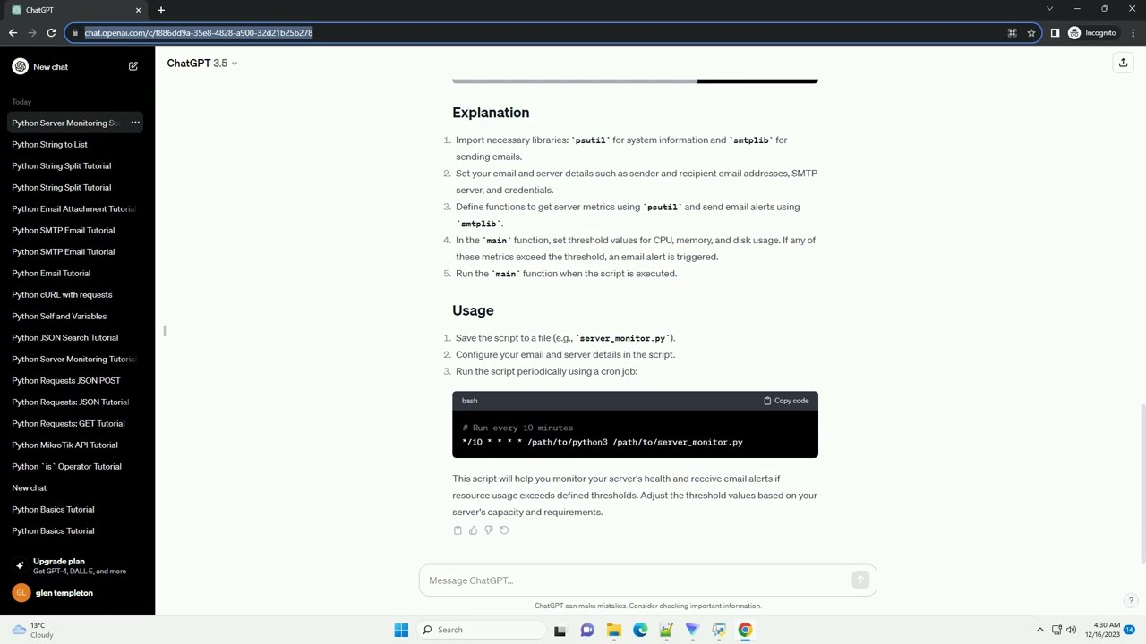 python server monitoring script