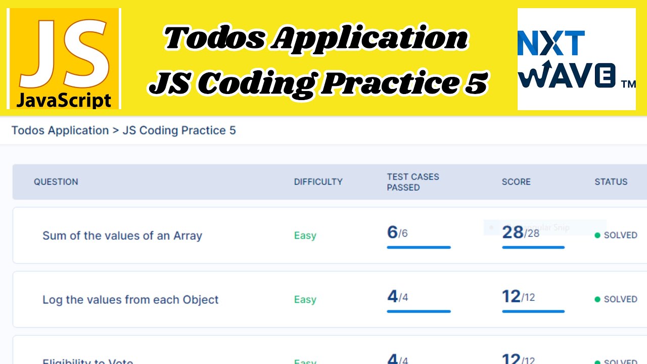 Todos Application | JS Coding Practice 5 Answers | JavaScript | NxtWave | CCBP 4.0