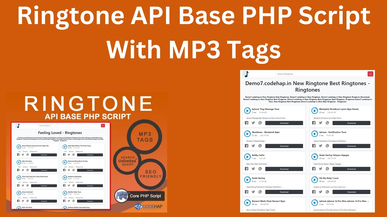 Ringtone API Base PHP Script With MP3 Tags