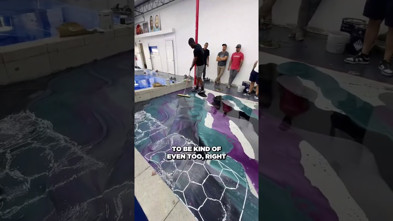 Teaching our student epoxy floor design techniques! He definitely got the hang of it! 🙏🏻🔥☄️