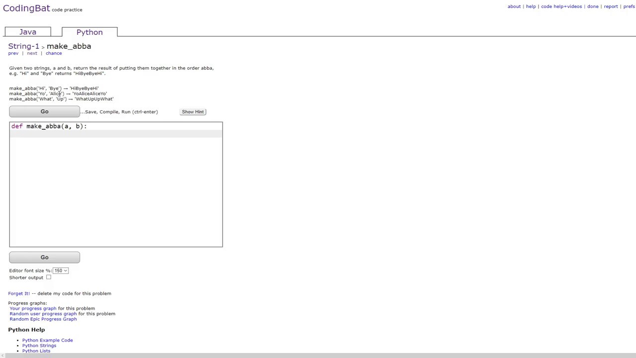 String-1 (make_abba) Python Tutorial || codingbat.com