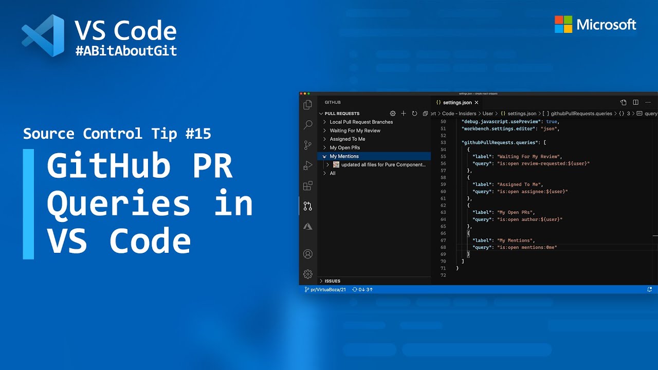 Source Control Tip 15: GitHub PR queries in VS Code