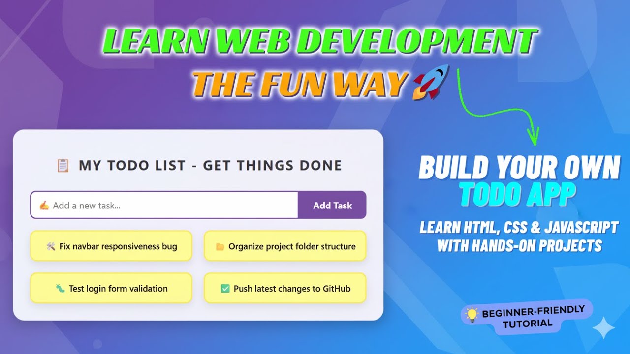 👉 Build a TODO List App with HTML, CSS & JavaScript | Step by Step Full Tutorial